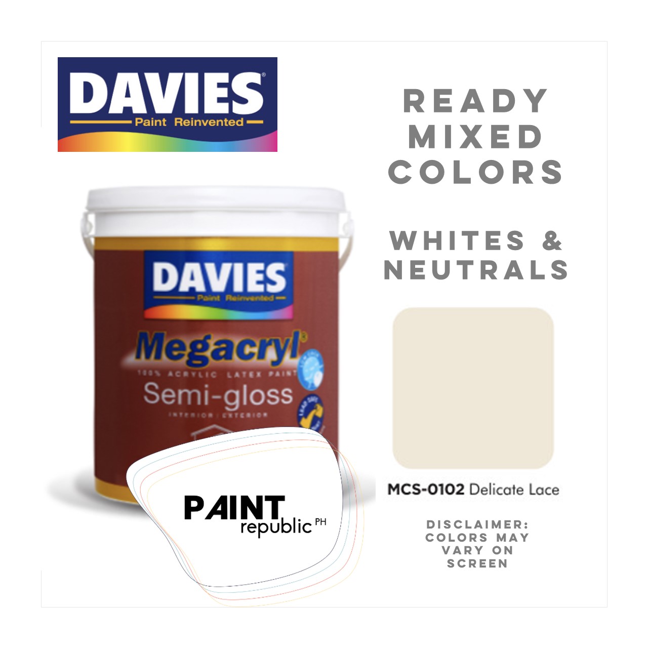 Davies Megacryl Semi-Gloss (Ready Mixed Colors - Whites and Neutrals ...