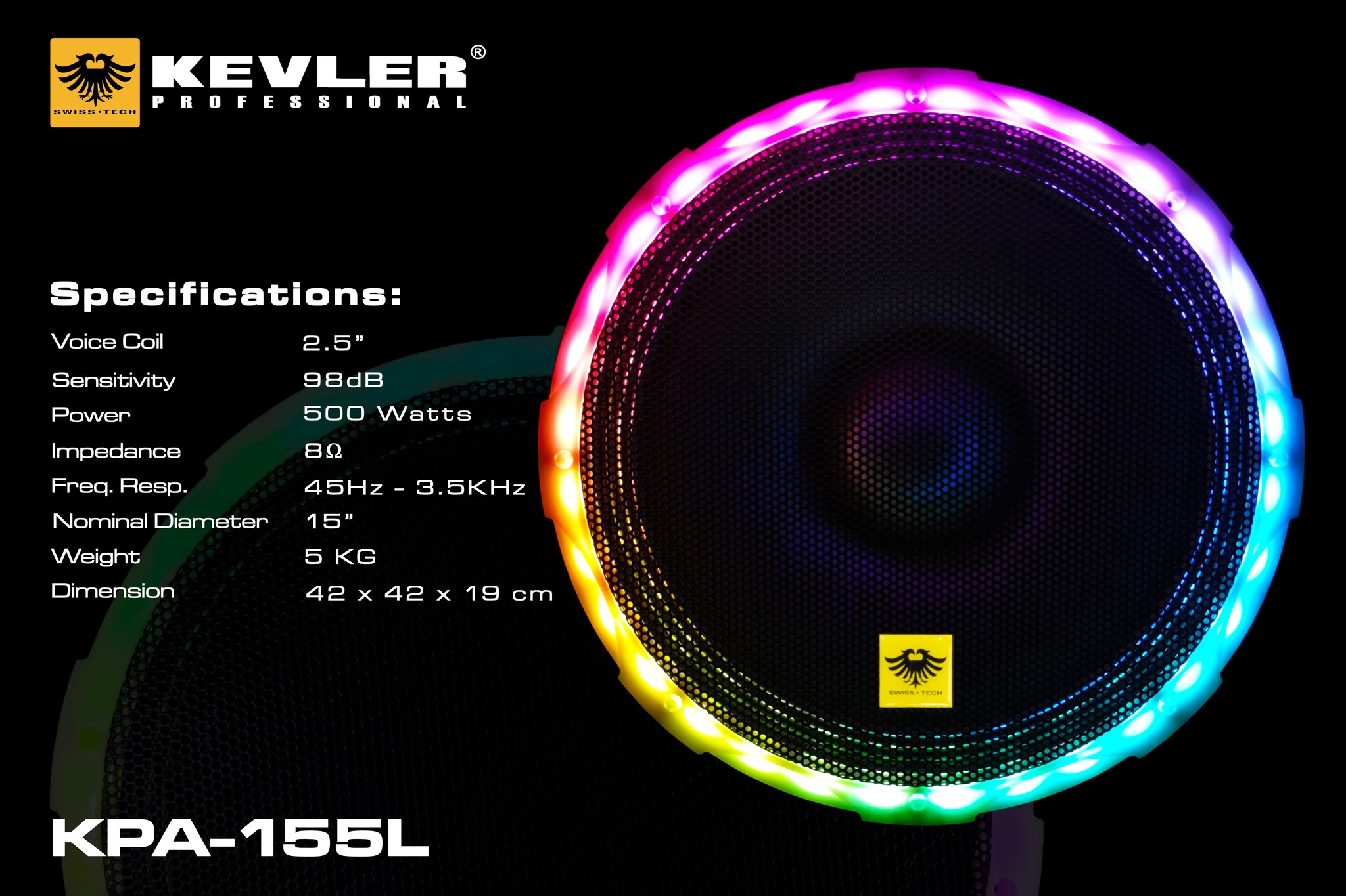 Kevler Professional KPA 155L 15" 500W INSTRUMENTAL SPEAKER DRIVER With ...