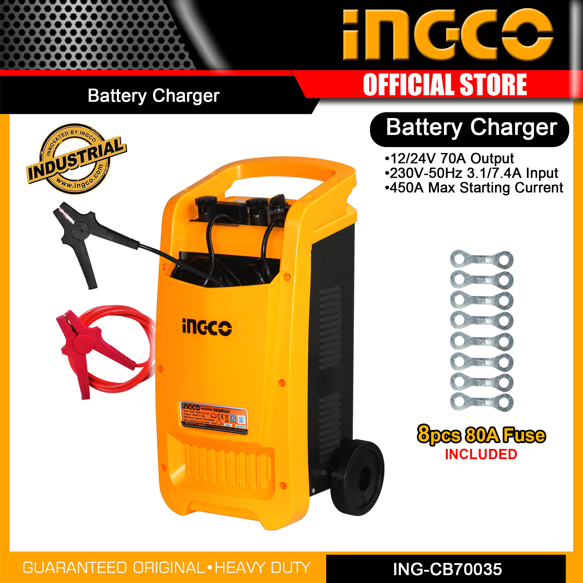 INGCO Industrial Car Trolley Battery Charger 12V / 24V ING-CB50035 ...
