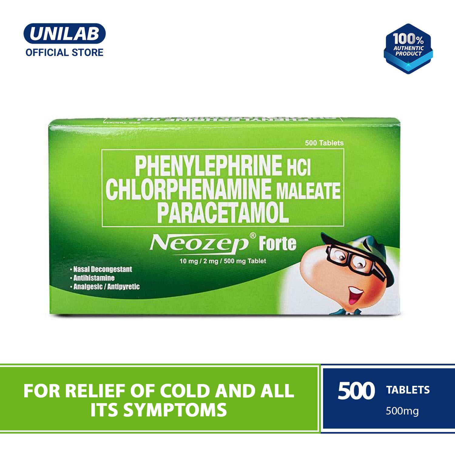 Unilab Neozep 500 Tablets - For Fast and Complete Relief from Runny ...