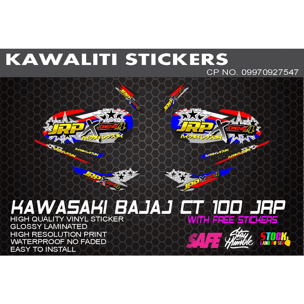 popular Kawasaki Bajaj CT100 JRP X Daeng Sai 4 New Design Stock Sticker ...