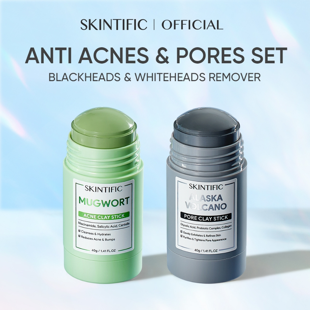 SKINTIFIC Anti Acne Mugwort Clay Facial Mask Stick Green Skin Care Face ...