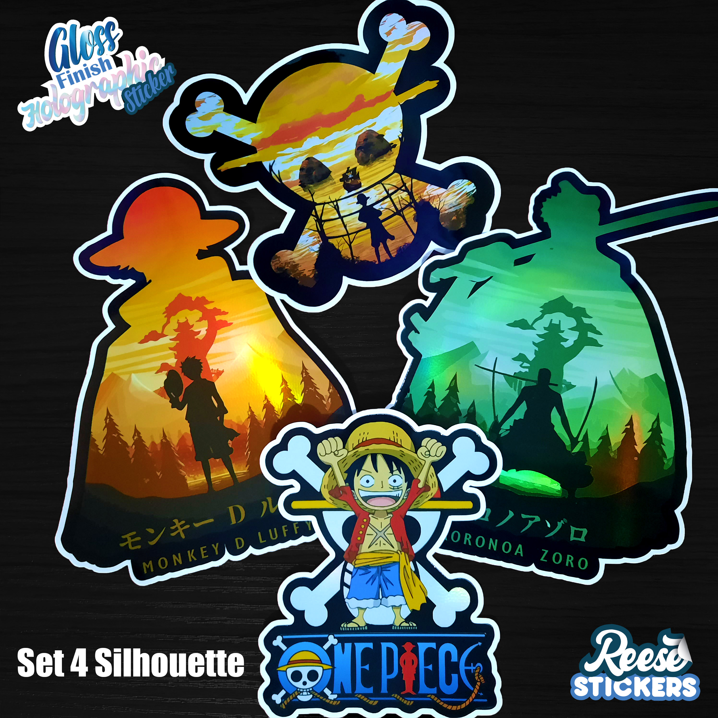 Large Holographic One Piece Sticker Luffy Gear 5 Gear 4 Anime Laminated ...