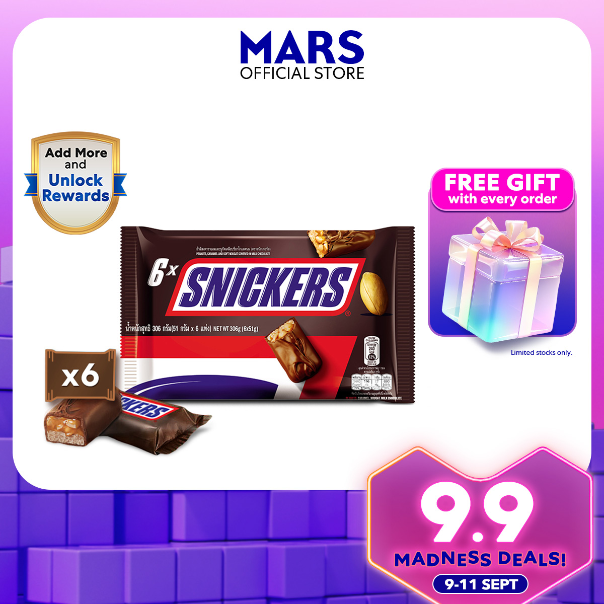 SNICKERS® Classic Chocolate Bar 6 Pack 306g | Lazada PH