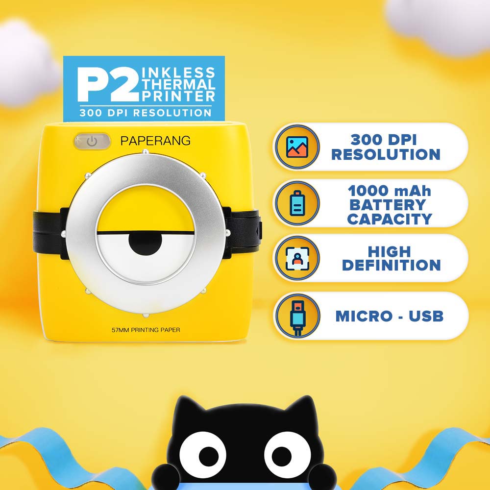 P1 Minion/P2 Minion Portable Thermal Printer with Free Roll of Paper ...