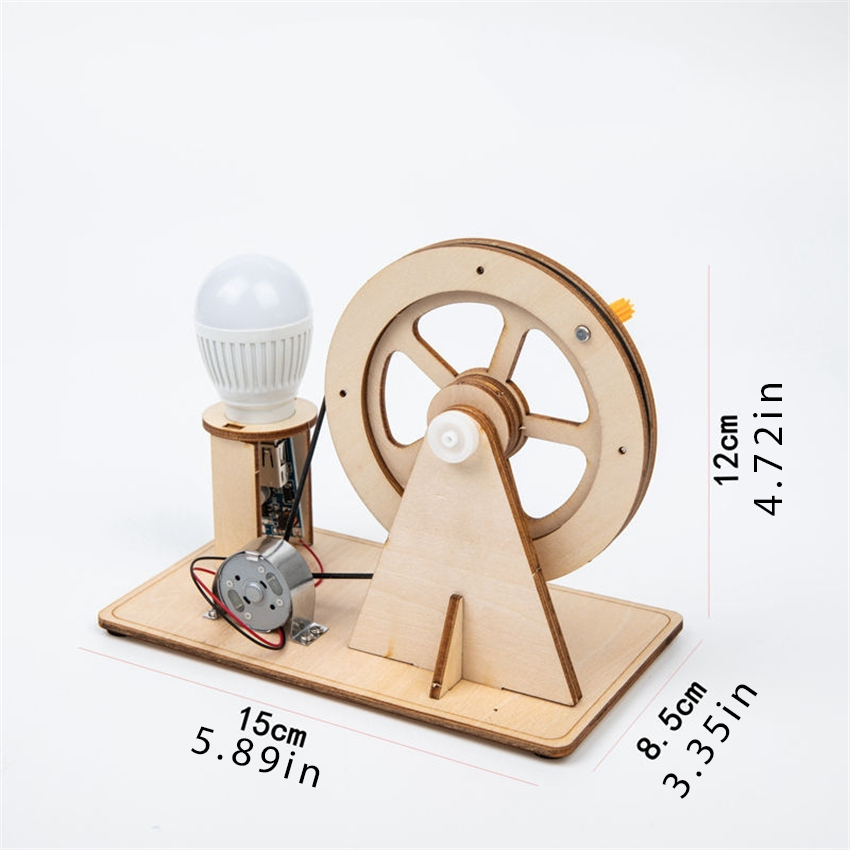 Wood Hand Crank Generator Bulb Kit Science Educational Assemble Toy ...