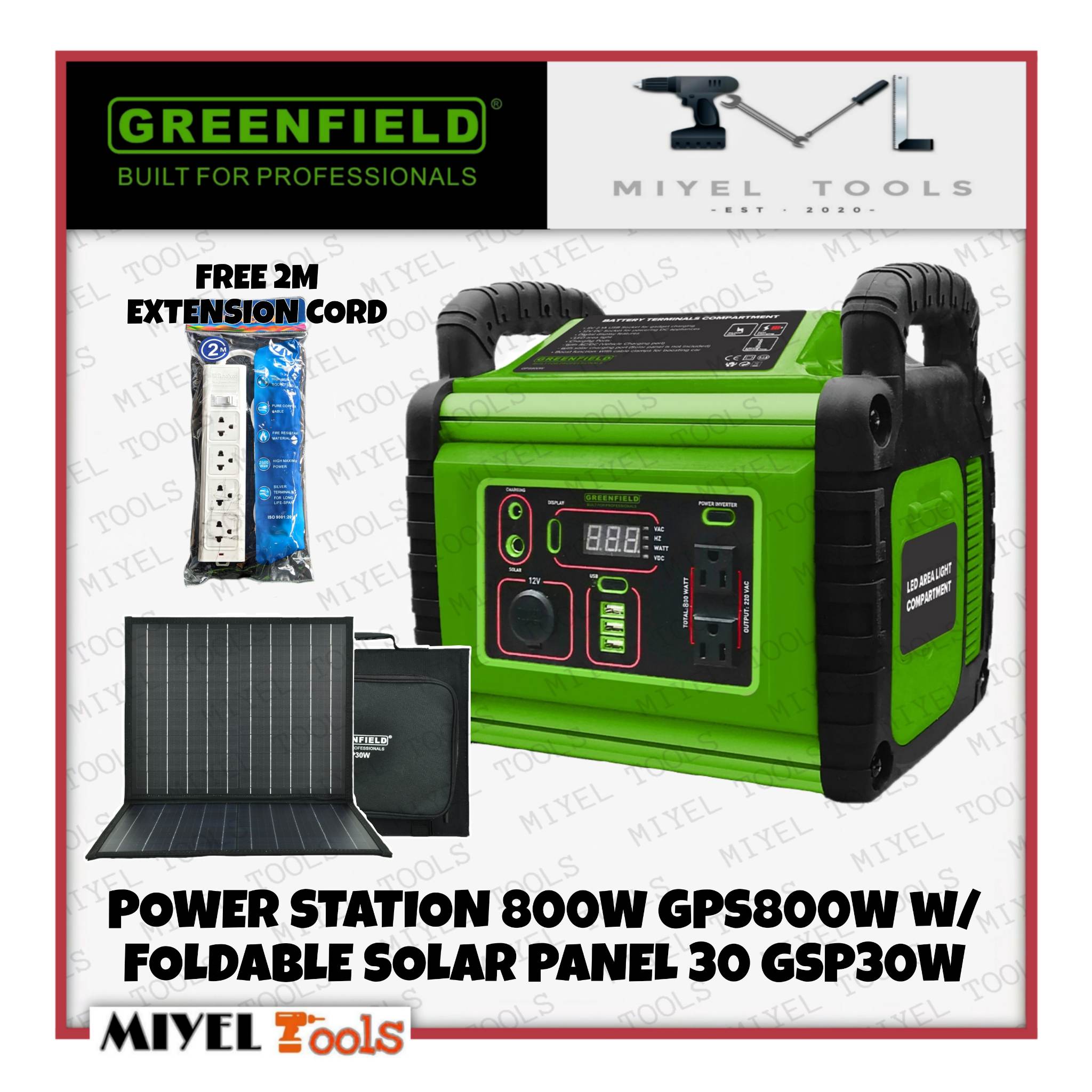 GREENFIELD Power Station 800Watts GPS800W w/ Foldable Solar Panel 30W ...
