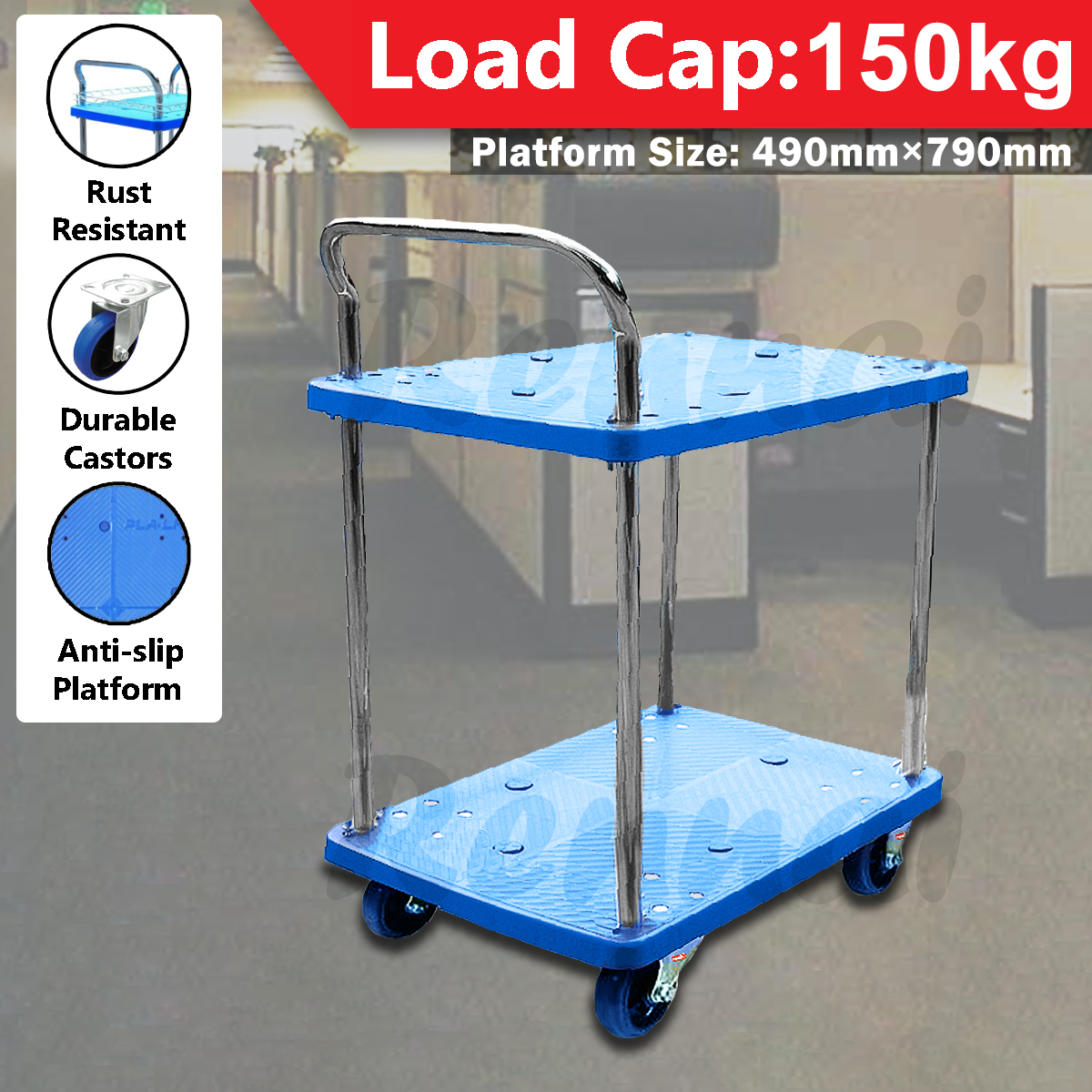 Pareo Fiber Tech Double Layered Trolley Push Cart Hand Truck Heavy Duty ...