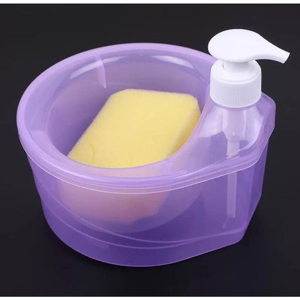 Round Shape Dishwashing Soap Liquid Pump Soap Dispenser With Sponge ...