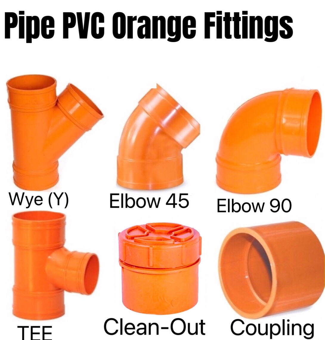3inch PVC Pipe Orange&Black Fittings (Coupling,Elbow,Tee,Wye,Clean-Out ...