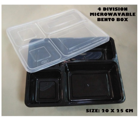 Bento Box Black 4 division x 5 pcs | Lazada PH