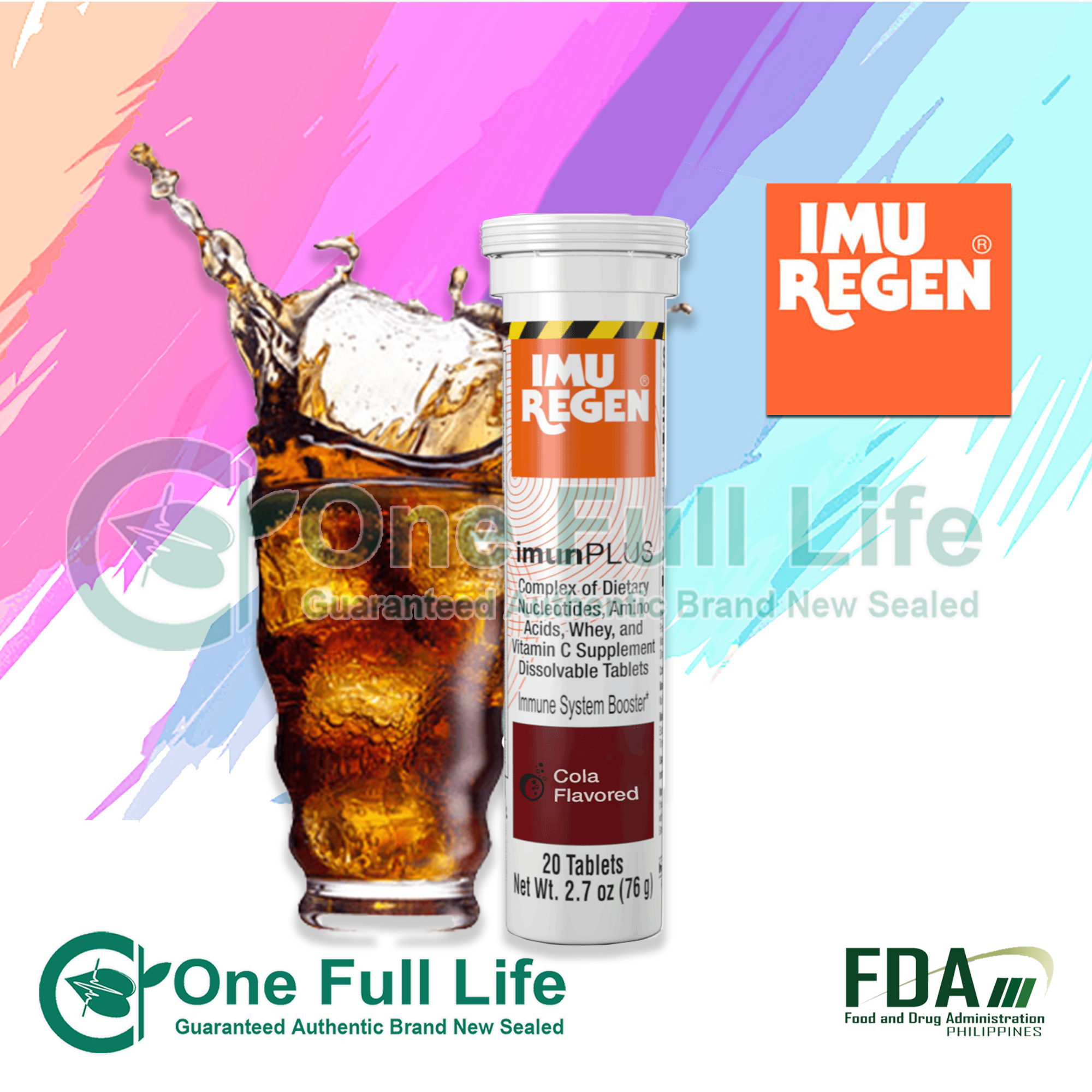 EXPIRY: NOV.2024 Imuregen ImunPLUS COLA 20 Effervescent Tablet | Lazada PH