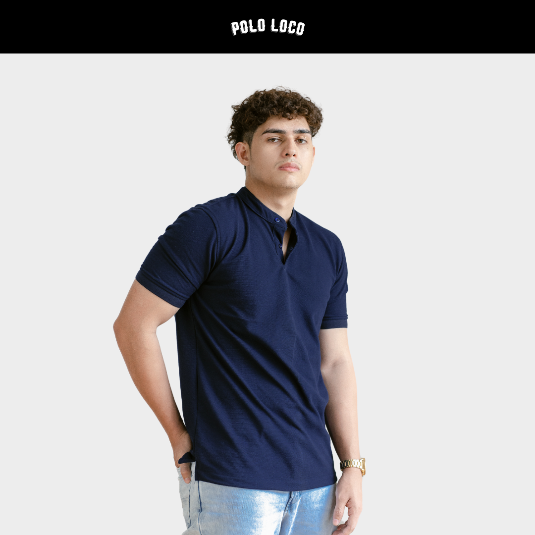 POLO LOCO Navy Blue Pique Polo Shirt | Lazada PH