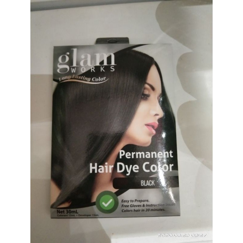 Glamworks permanent hair dye color black/medium brown/darkbrown ...