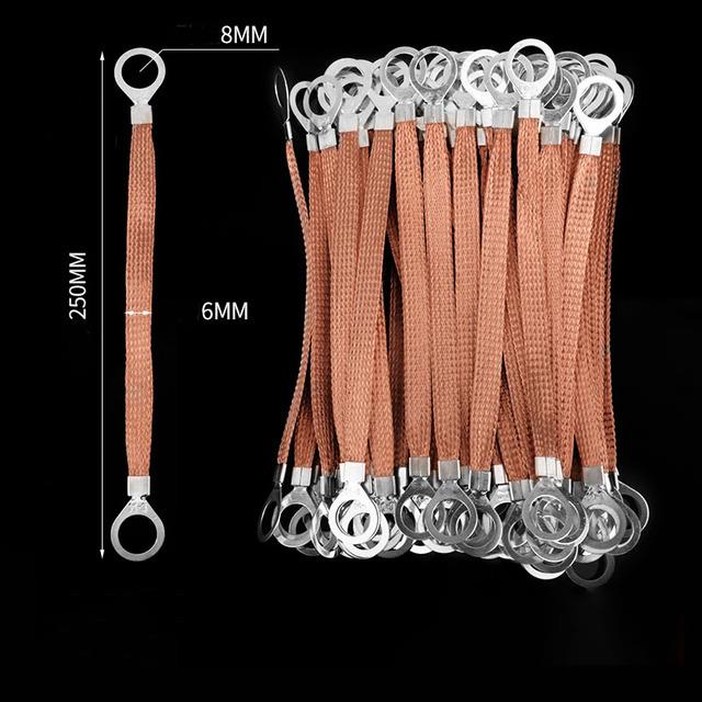 10pcs/50pcs Bridge Grounding Wire 2.5 Square Copper Clad Aluminum Braid ...