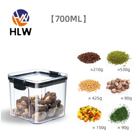 HLW Clear Airtight Cereal Food Fresh Box Sealed Jar Storage Container ...