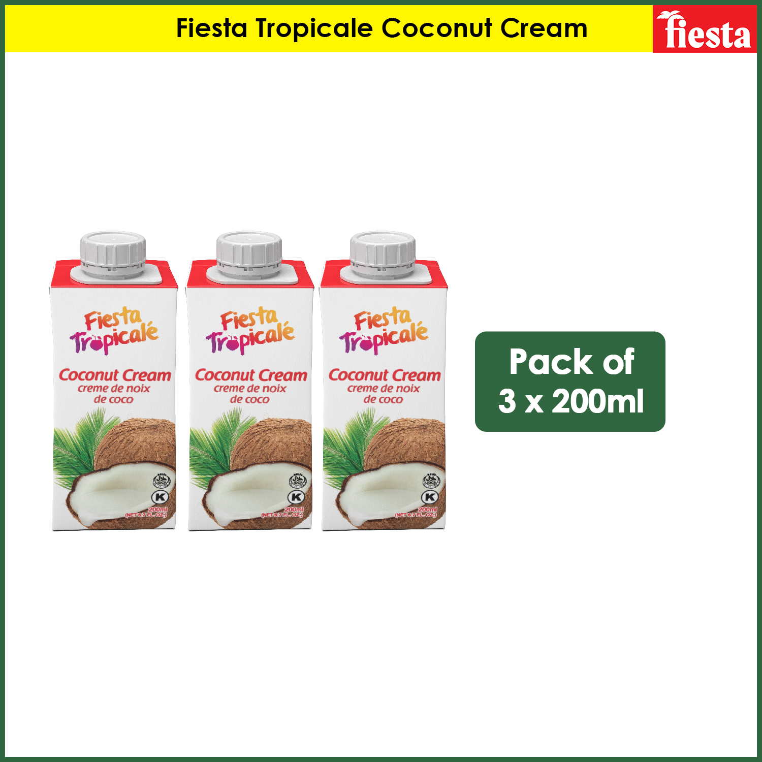 Fiesta Tropicale Coconut Cream 200ml | Pack 3 | Coconut Milk | Fiesta ...