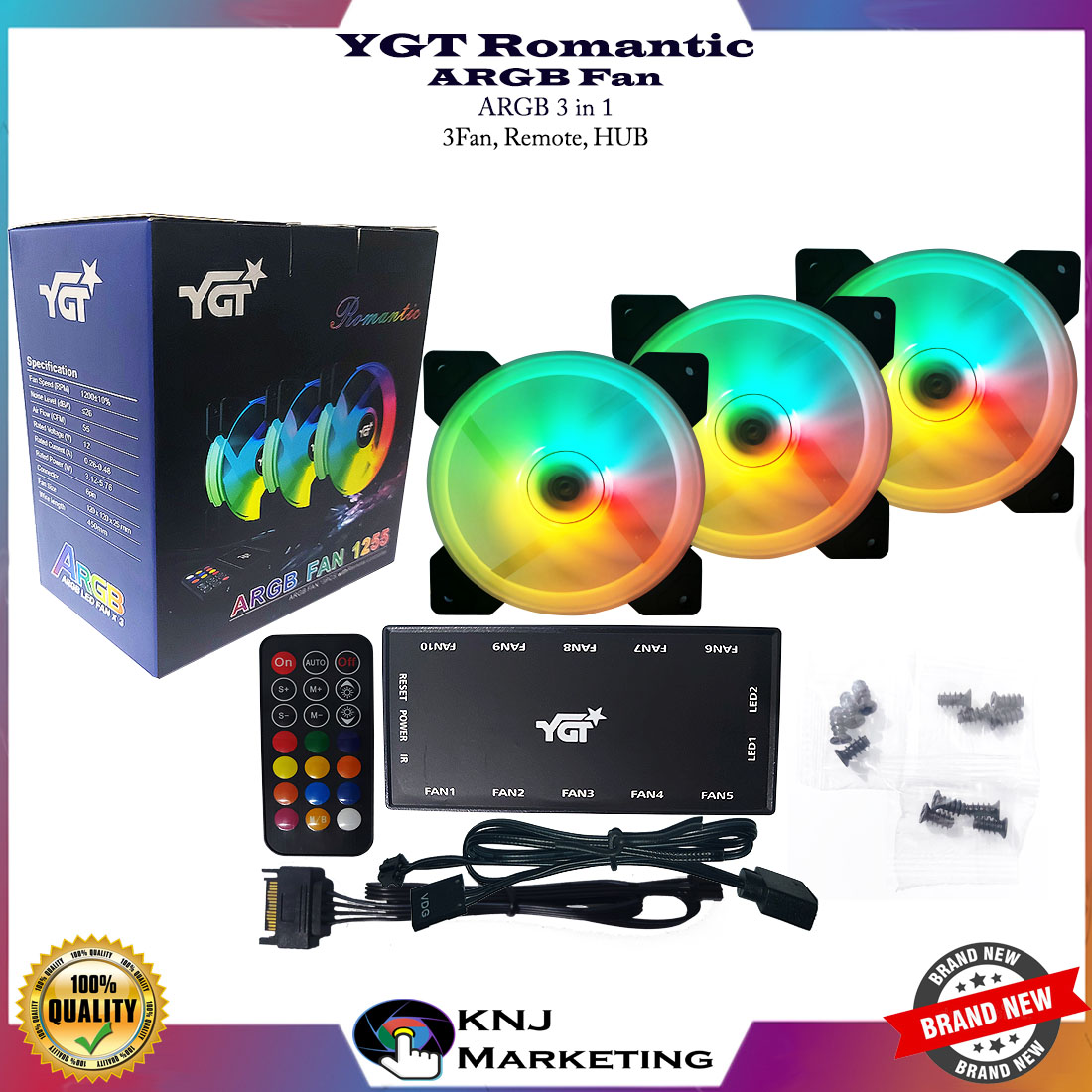 YGT 1255 ARGB LED FAN x3Fan with Remote Controller (MoBo Sync) | Lazada PH