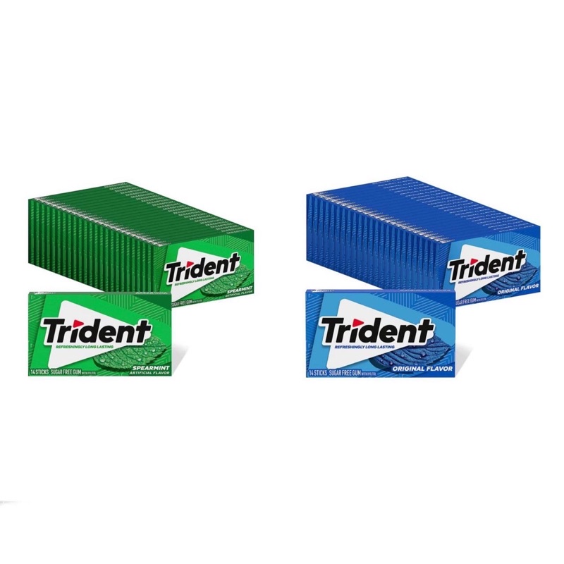 Trident Original Mint / Spearmint Flavor Sugar Free Gum, 14 pcs/pack ...
