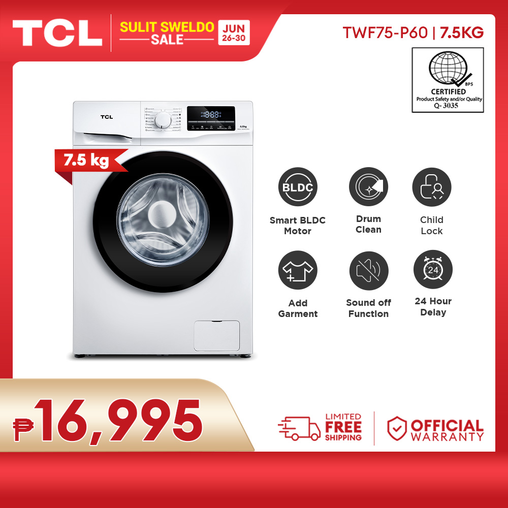 TCL 7.5KG Front Load Inverter Washing Machine - TWF75-P60 (HydroActive ...