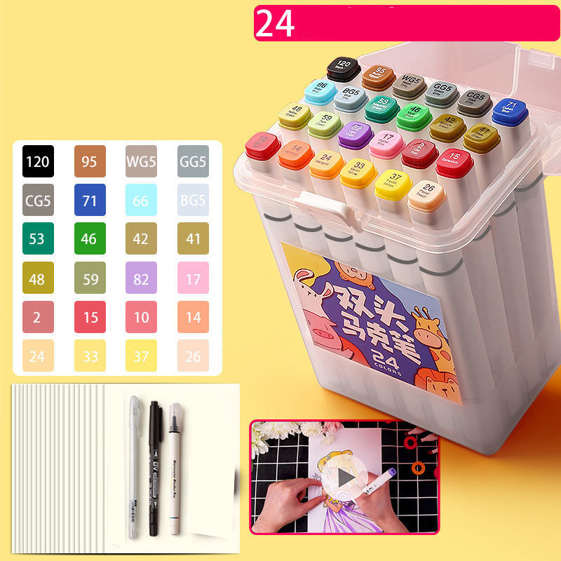 24 /48 Pieces Smooth Touch Double Ended Color Pen Marker Set Sketch Art ...