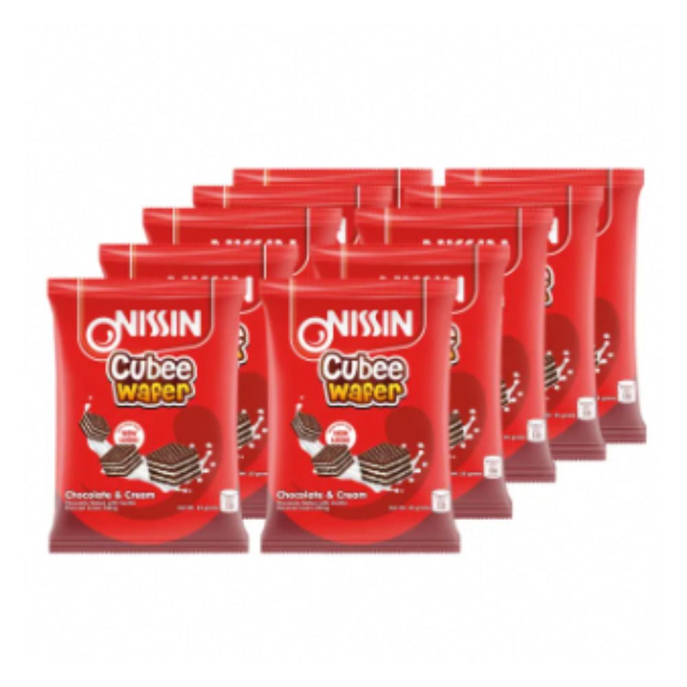 Nissin Cubee Wafer Chocolate & Cream 25g - Pack of 10 | Lazada PH