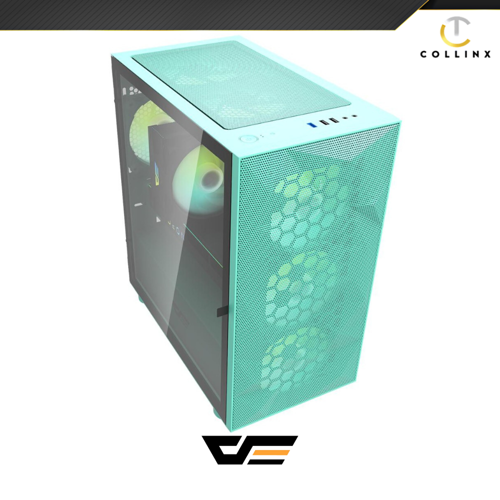 DarkFlash DLM21 Mesh Luxury Gaming Case | White Mint Pink Black | MATX ...