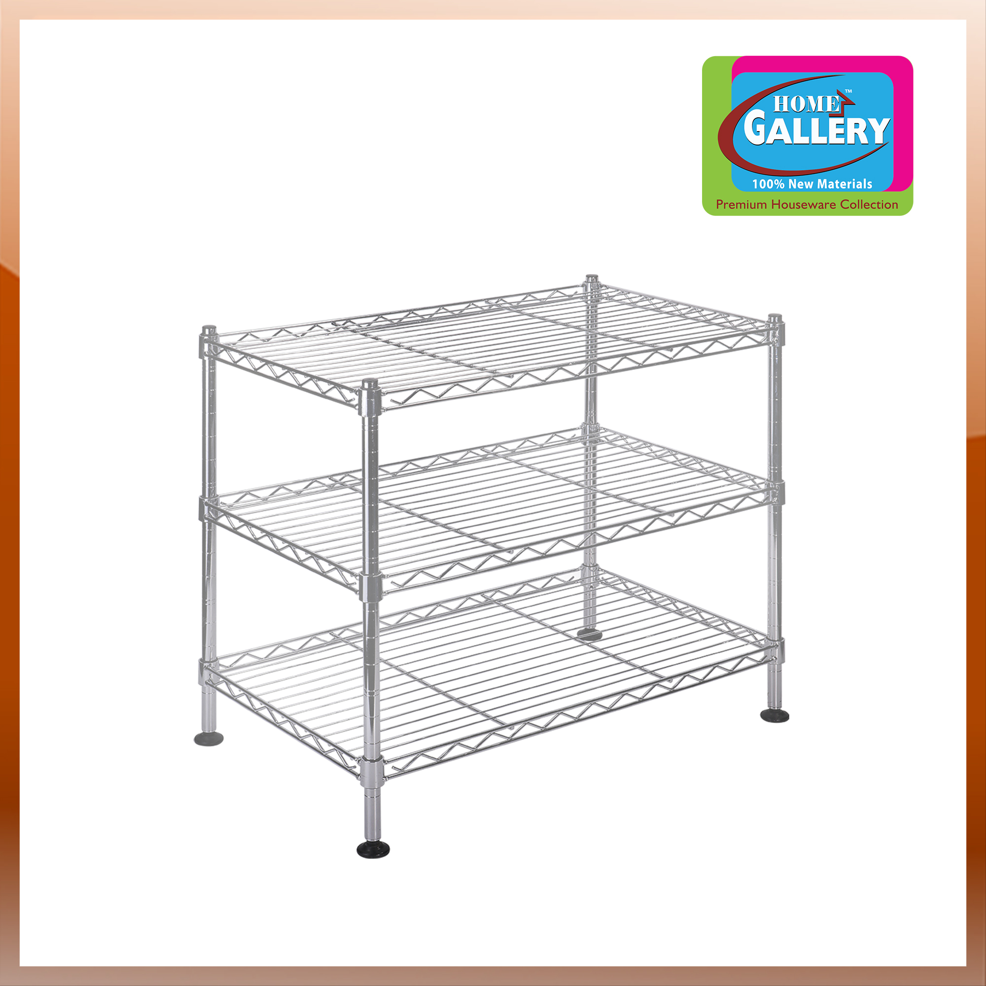 Home Gallery 3-Tier Wire Chrome Shelf | Adjustable Height | Open ...