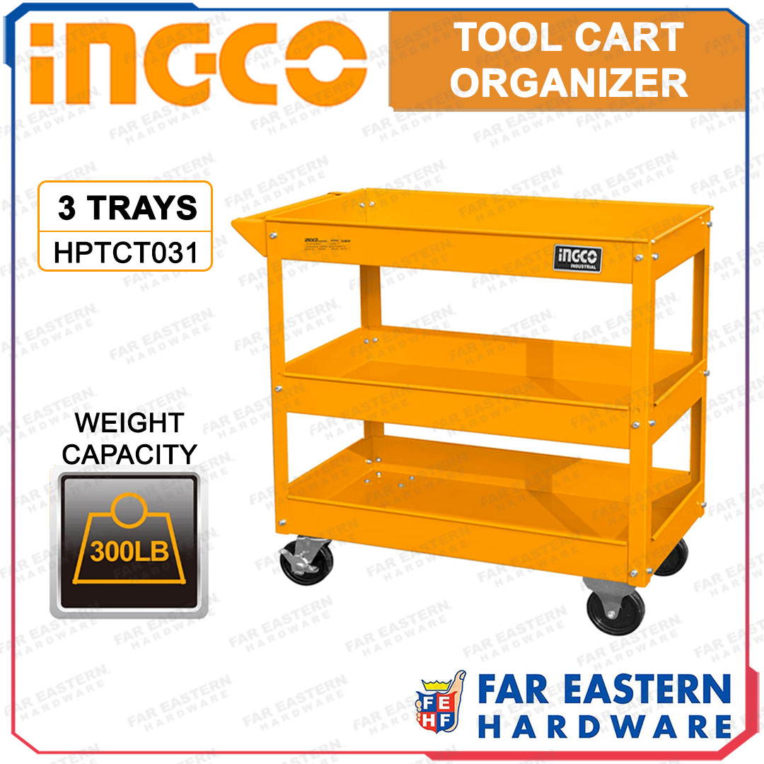 INGCO Tool Cart Organizer Storage Toolbox Cart Trolley w/ Wheels ...