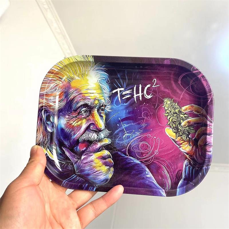 18cm*14cm Einstein T=HC2 Dry Herb Metal Rolling Tray - OG 420 Science ...