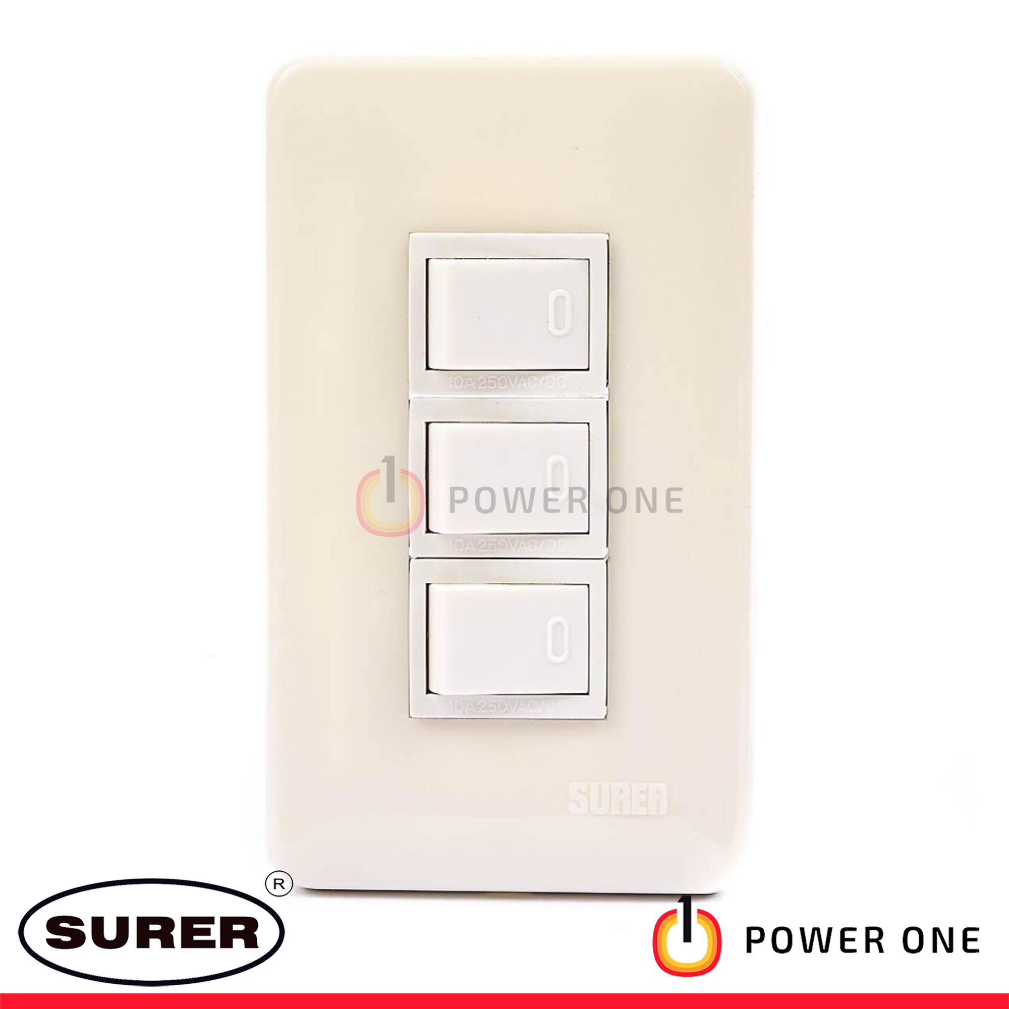 Surer 1366 3 Gang Single Pole Switch Flush Type DIY Series 1pc Or Surer 1366 3 Gang Single Pole Switch Flush Type DIY Series 1pc Or