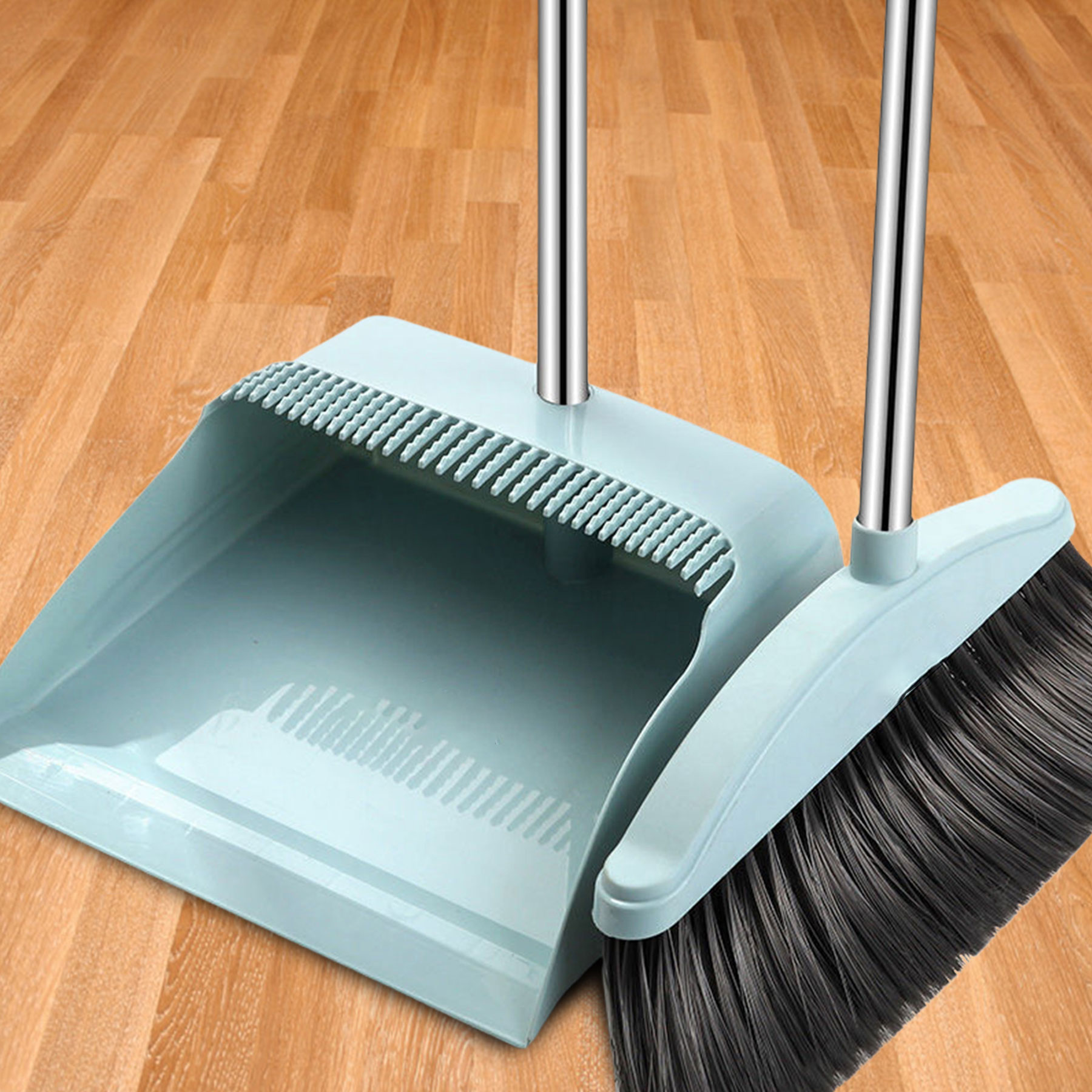 ROMAX broom and dustpan set lightweight upright lobby combo with long ...