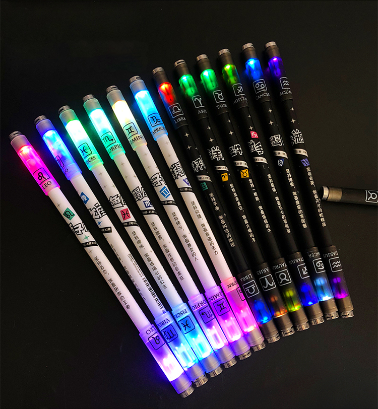 spinning pen Creative Rotating LED Flash Gel Pen with Light Students ...