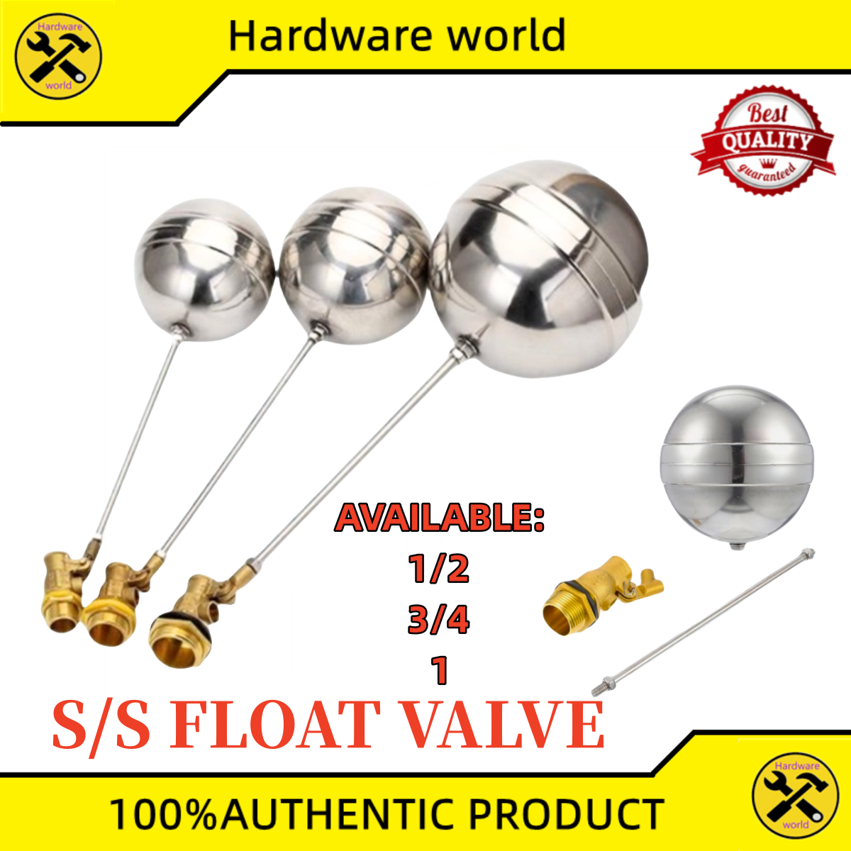 Hardware World STAINLESS FLOAT VALVE 1/2 3/4 1 Float Valve For Water ...
