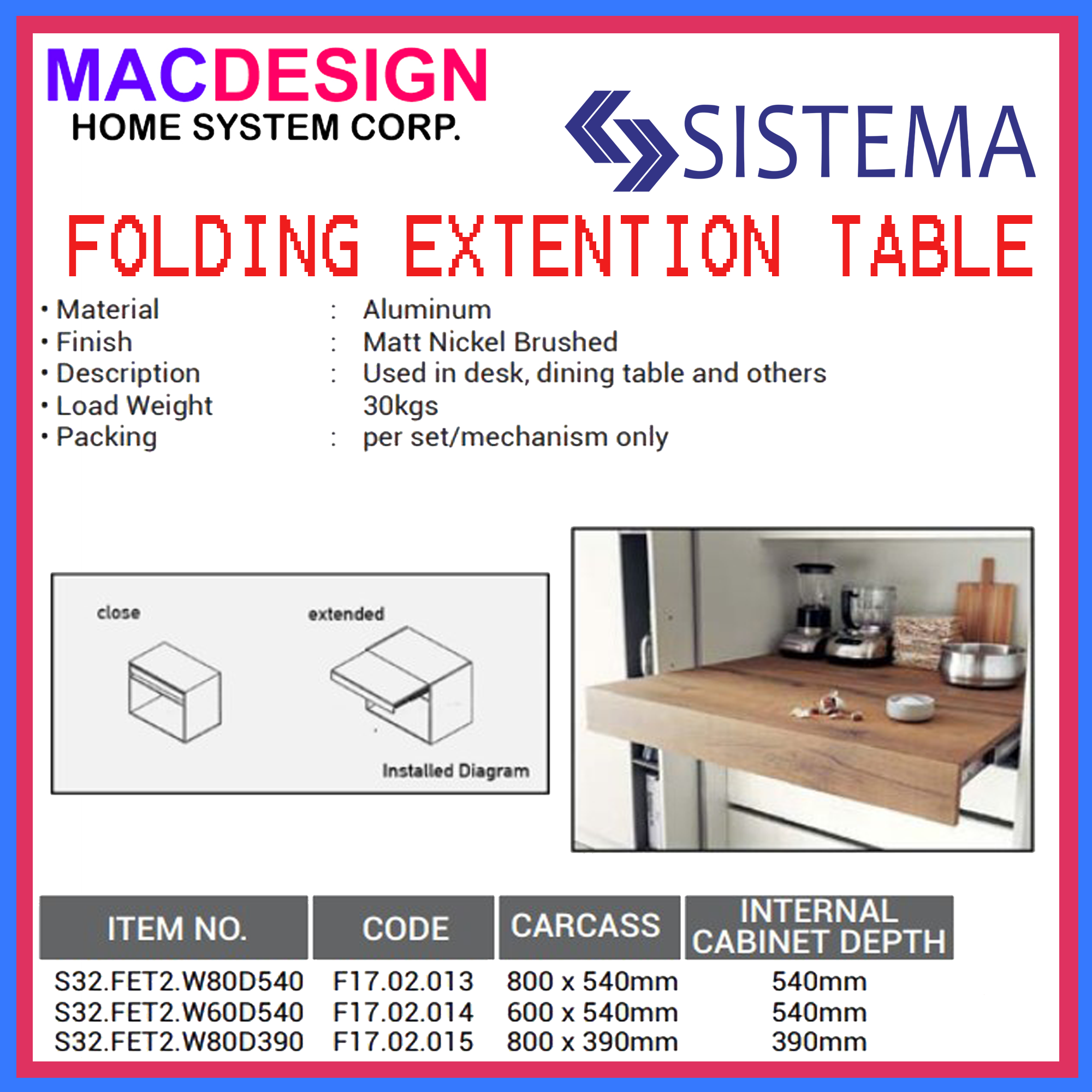 SISTEMA FOLDING EXTENTION TABLE | Lazada PH