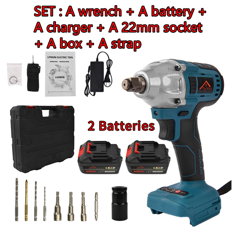 Hyreto 980N.M Brushless Electric Impact Wrench Original Rechargeable ...