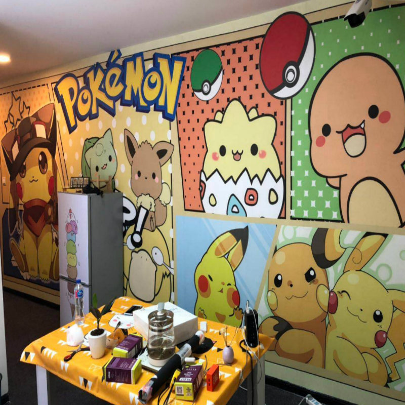 卍 Animated cartoon Pikachu pokemon wallpaper murals boy children room ...
