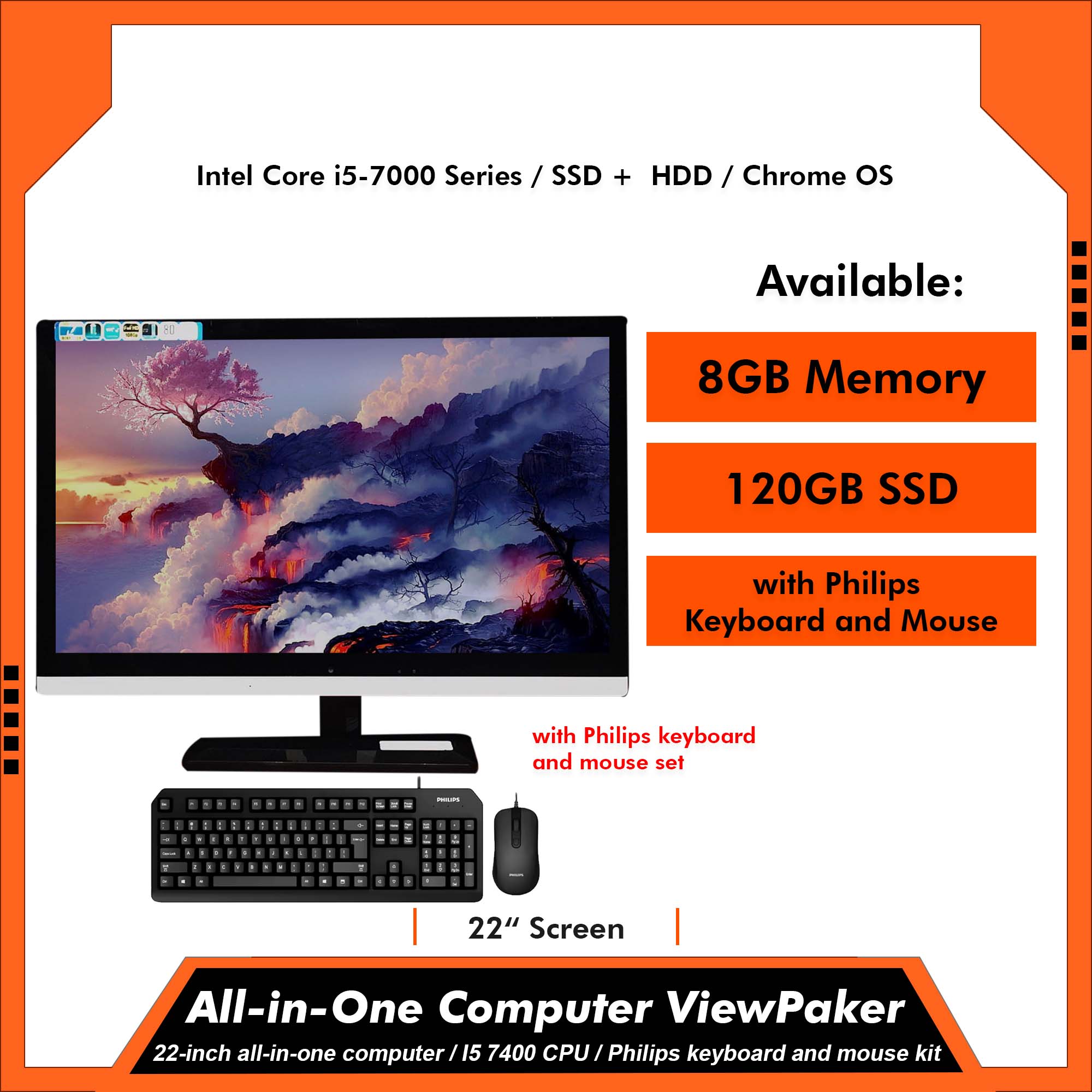 All-in-one Computer ViewPaker 22-inch /I5 7400 CPU/8G memory/120G solid ...