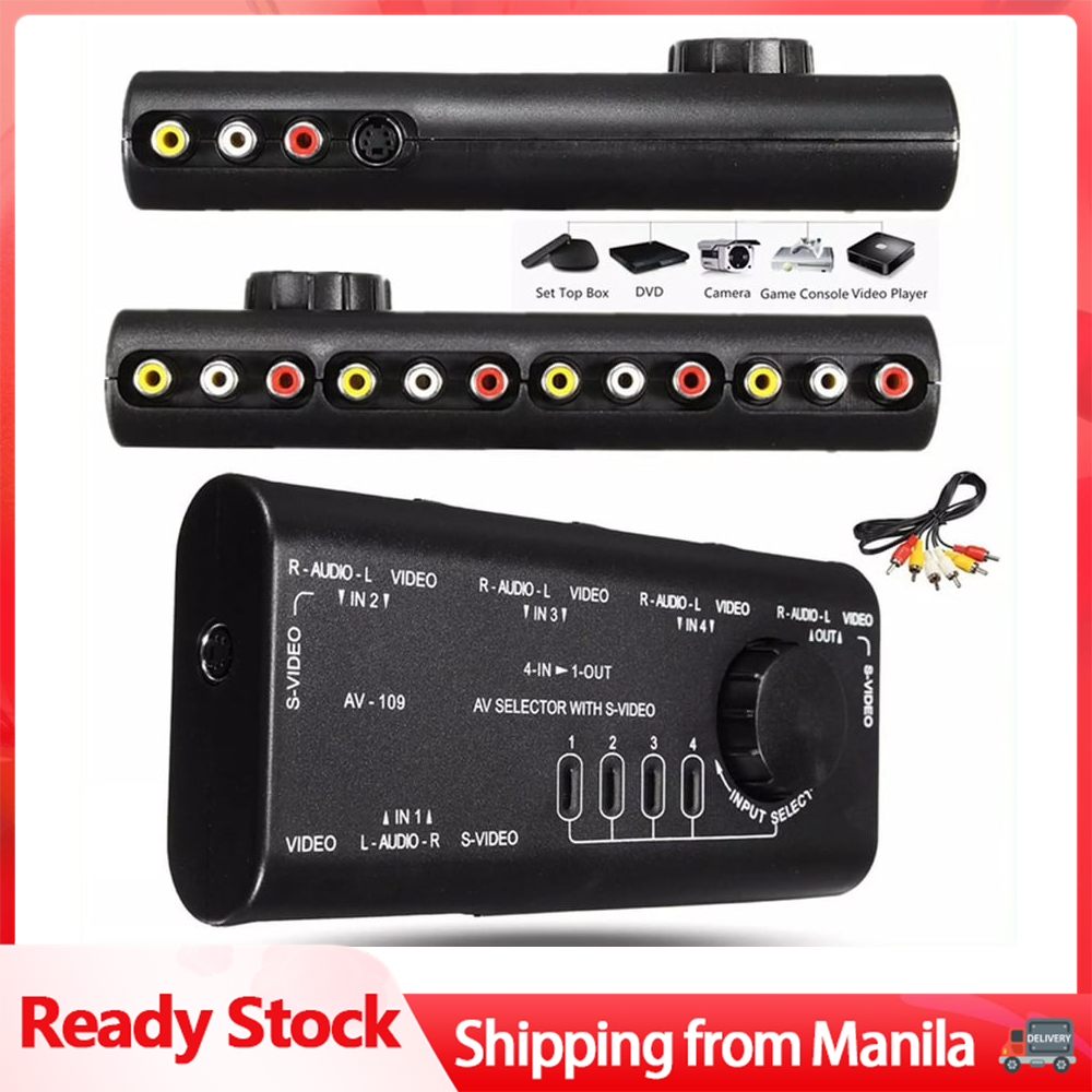 🔥【24 hours shipping】4 in 1 Out Audio Video Signal Switcher Splitter ...
