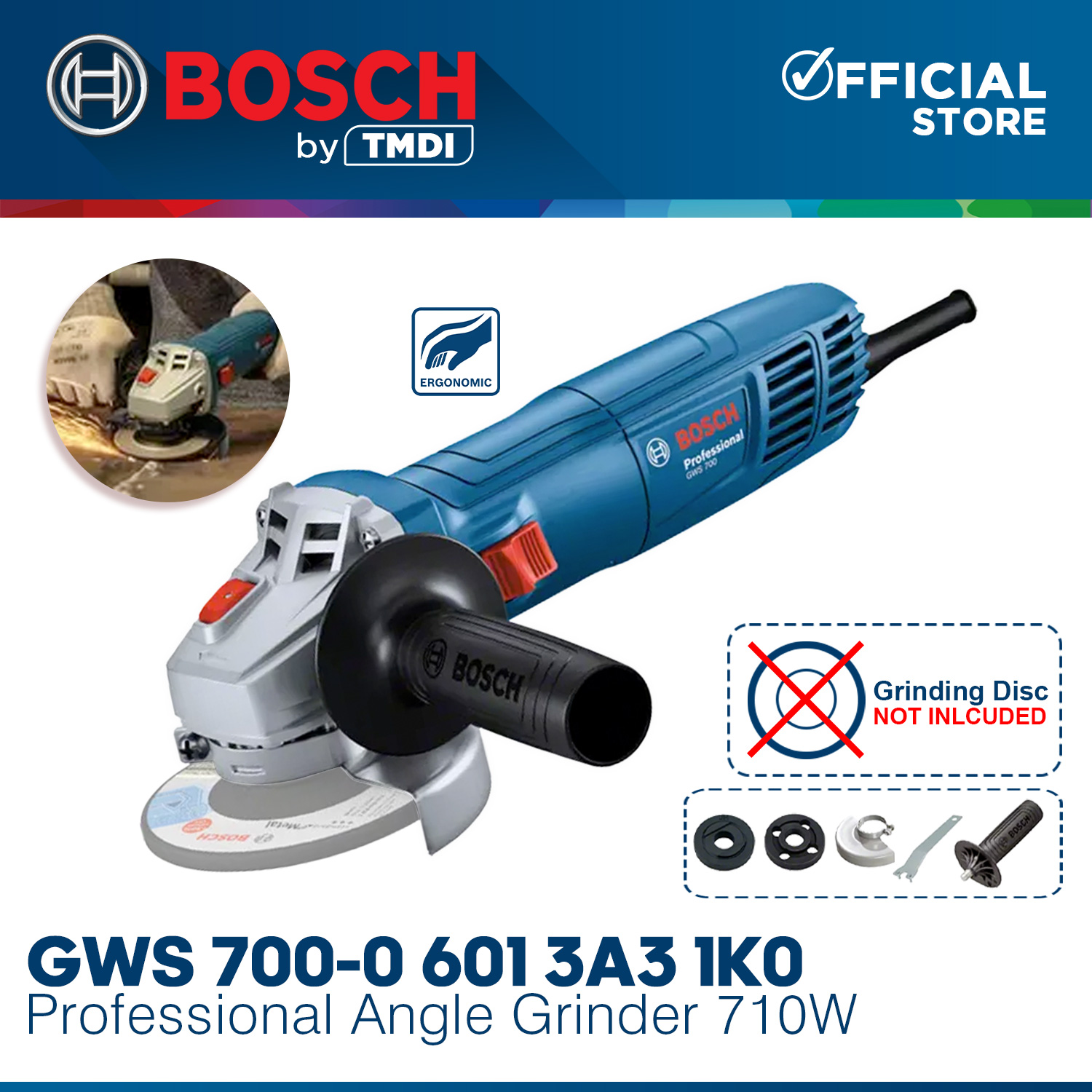 BOSCH 4" Inch Electric Angle Grinder 670W / 710W Mini Grinding Machine ...