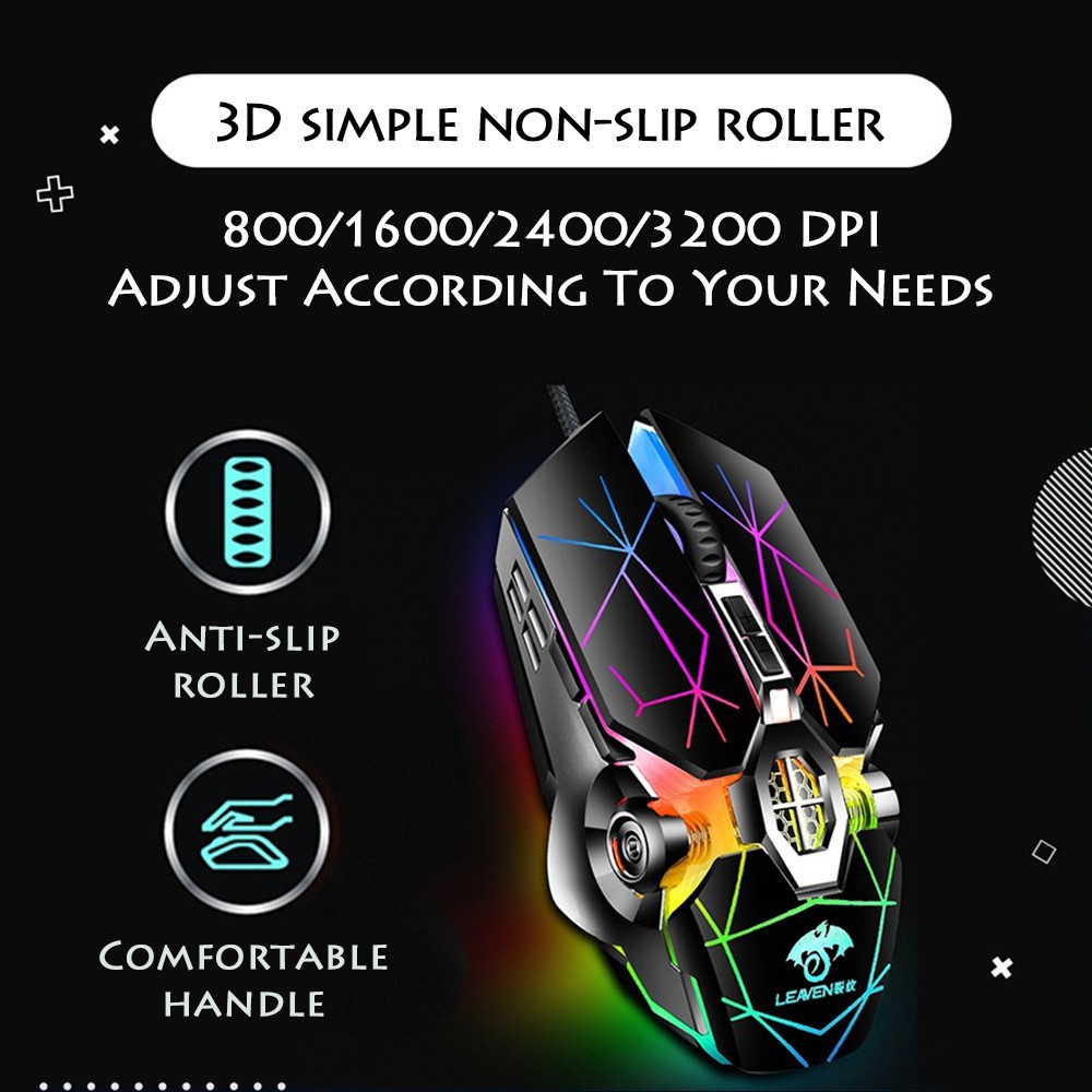 good Leaven S30 RGB Wired Gaming Mouse 3200 DPI RGB Spectrum Backlit ...