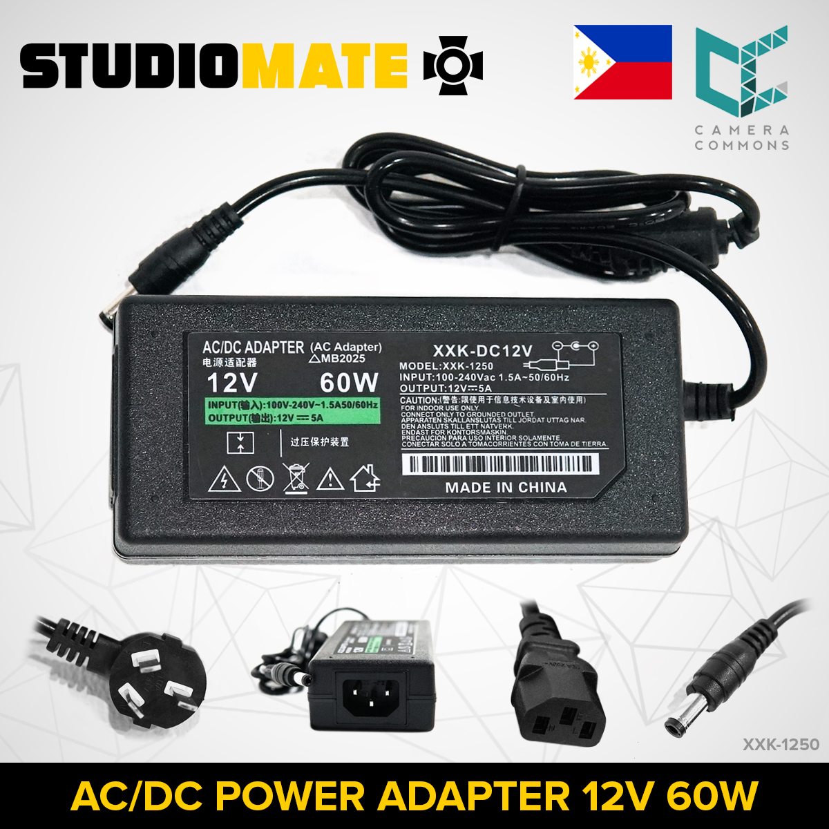STUDIOMATE AC/DC Replacement Cord and Power Adapter Adaptor 12V 60W XXK ...