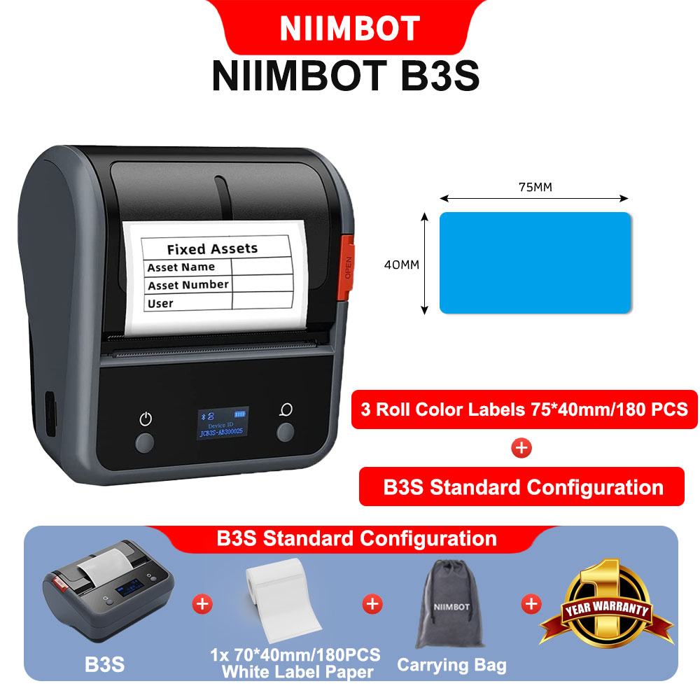 Niimbot B3S Label Printer Inkless Bluetooth Portable Mobile Phone Printer Supermarket Price Tag ...