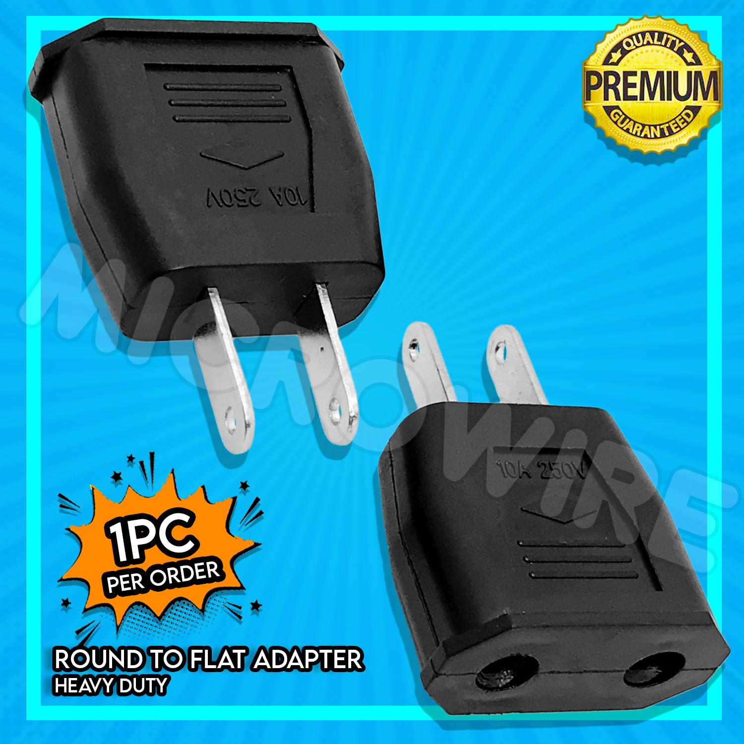 Round To Flat AC Plug Adapter Heavy Duty (Per Piece) | Lazada PH