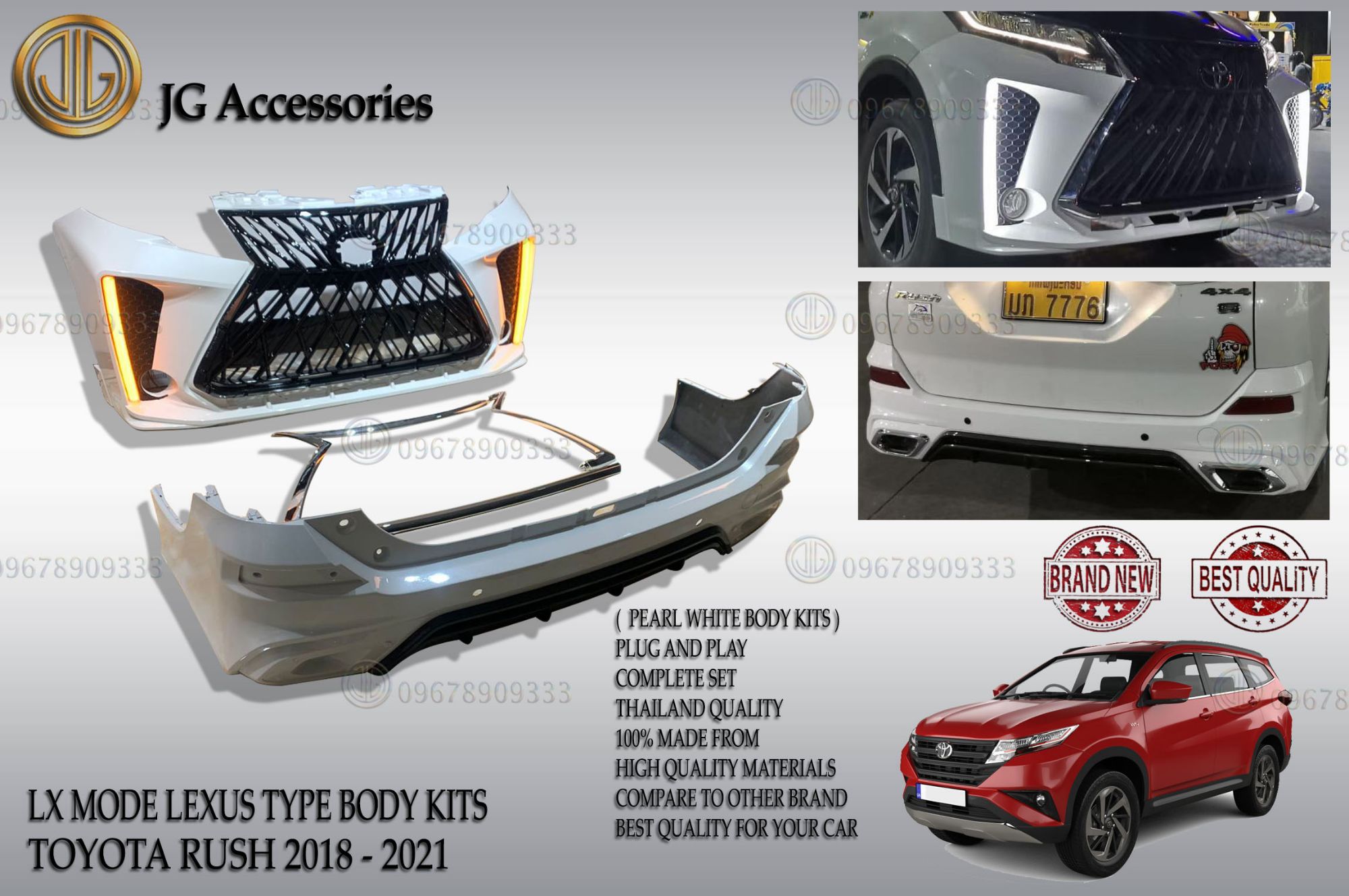 TOYOTA RUSH 2018 2019 2020 2021 FRONT AND REAR BODY KITS / LX MODE ...