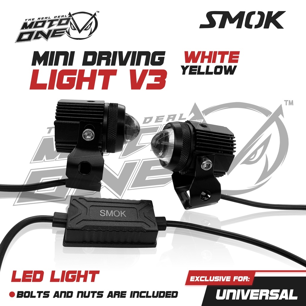 Motorcycle MOTO ONE SMOK MINI DRIVING LIGHT V3 VERSION 3 4WIRE WHITE ...