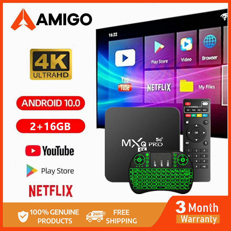 MXQ PRO TV Box Complete Set 2023 Android 10.0 RK3328A Quad Core 16GB +256GB Android Tv box ...