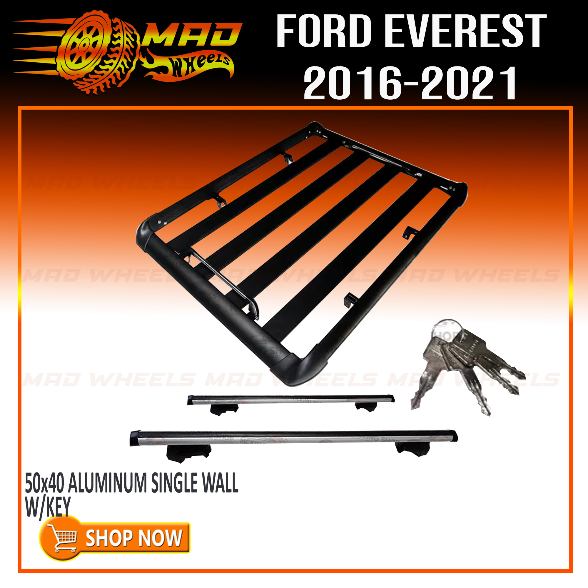 Ford Everest 2016-2021 50x40 Aluminum Single Wall Roof Rack / Roofrack ...