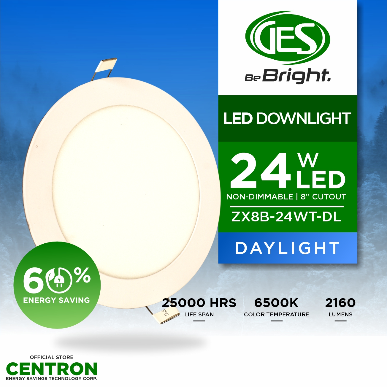 GES LED LIGHT BE BRIGHT! LED Ceiling Light 24w Round Recessed Downlight ...