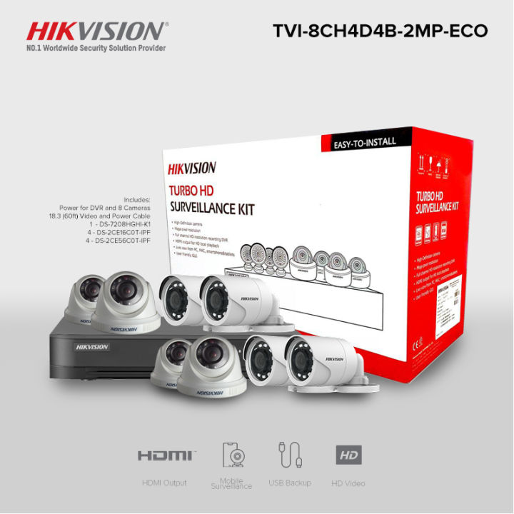 Hikvision Brand (2) Megapixels CCTV Camera CCTV Easy Set Up TVI-8CH4D4B ...